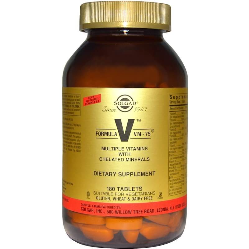 Solgar, Formula V, VM-75, Multiple Vitamins with Chelated Minerals, 18