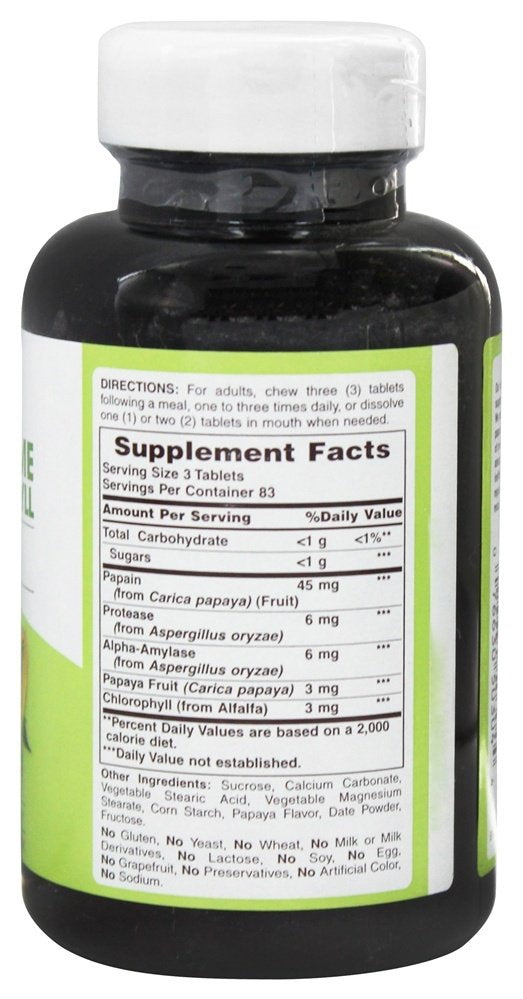 American Health Papaya Enzyme with Chlorophyll, 250 Chewable Tablets