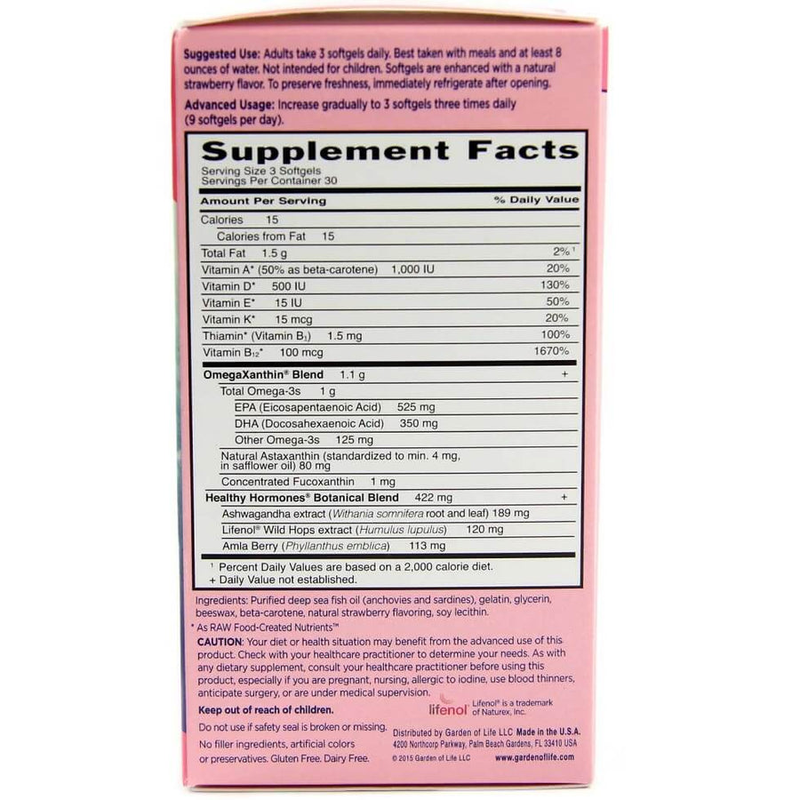 Garden of Life Oceans 3, Healthy Hormones with OmegaXanthin, 90 Softge