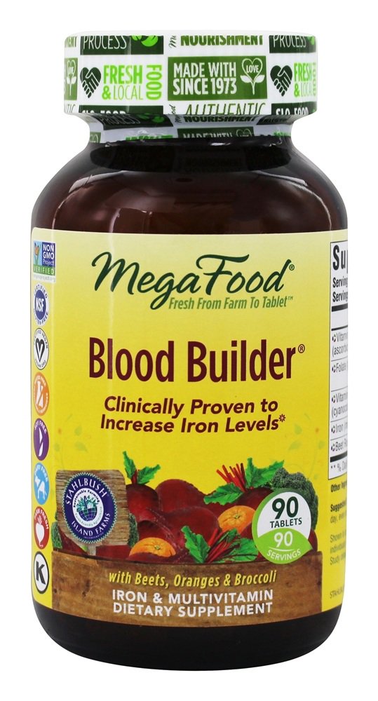 MegaFood Blood Builder for Increased Iron Levels, 90 Tablets